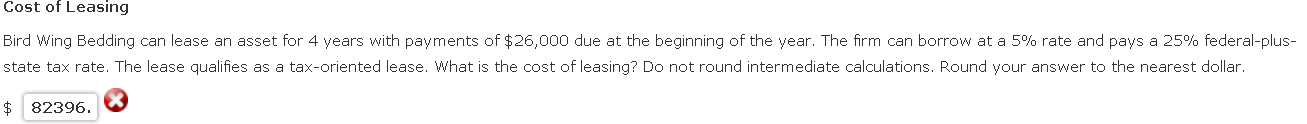 Solved Cost of Leasing Bird Wing Bedding can lease an asset | Chegg.com
