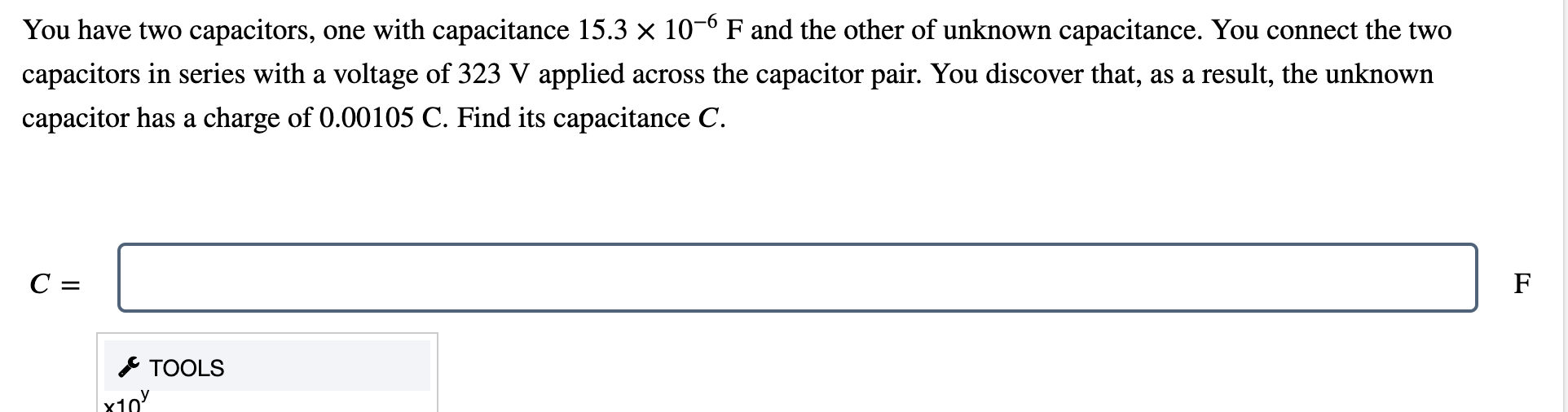 Solved You have two capacitors, one with capacitance 15.3 x | Chegg.com