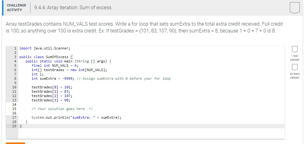 Solved CHALLENGE ACTIVITY 9.4.4: Array iteration: Sum of | Chegg.com