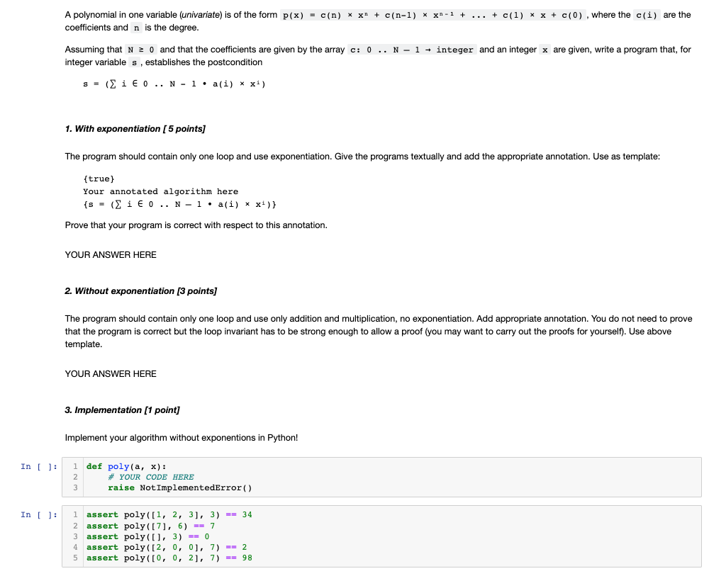A polynomial in one variable (univariate) is of the | Chegg.com