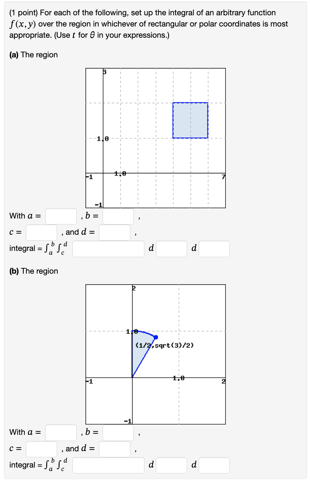 Solved (1 point) For each of the following, set up the | Chegg.com