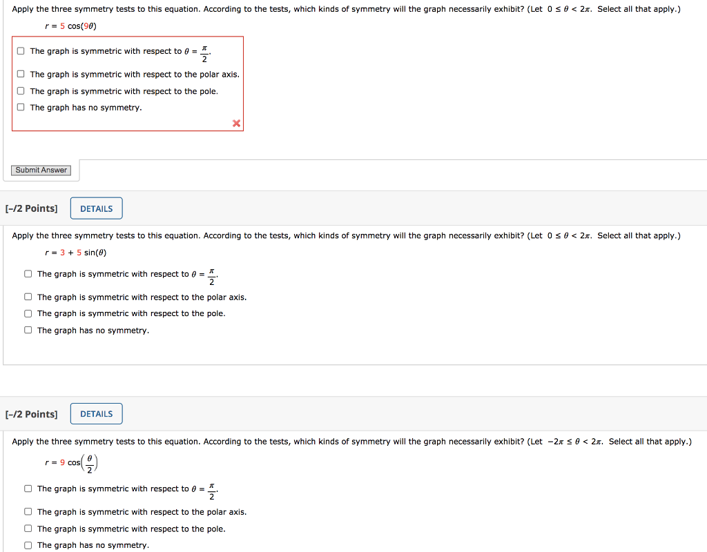 Solved Apply the three symmetry tests to this equation. | Chegg.com