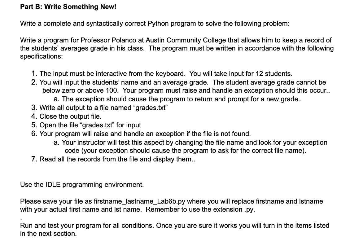 Solved Write A Complete And Syntactically Correct Python