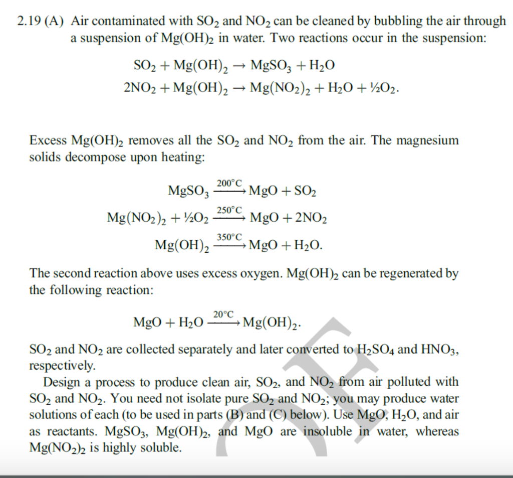 2.19 (A) Air contaminated with SO2 and NO2 can be | Chegg.com
