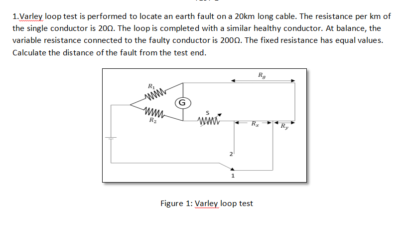 Solved 1. Varley loop test is performed to locate an earth | Chegg.com