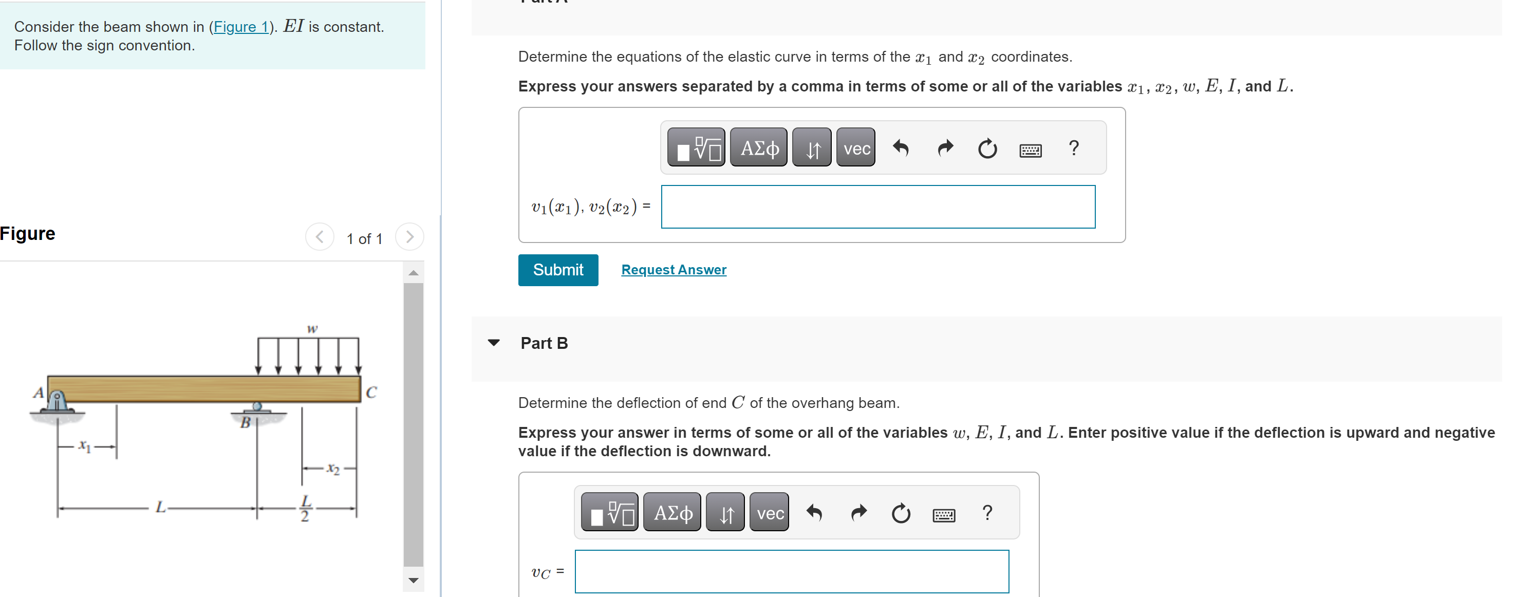 Solved Consider the beam shown in (Figure 1). EI is | Chegg.com