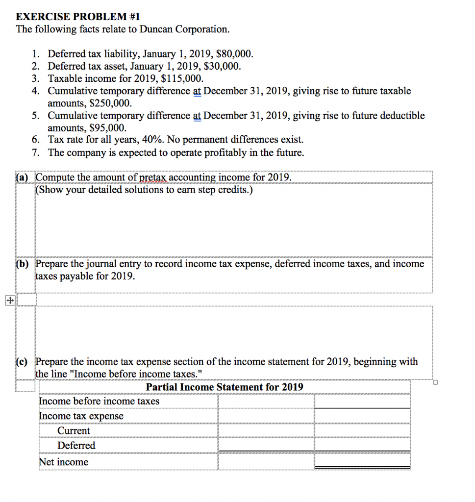 Solved EXERCISE PROBLEM #1 The following facts relate to | Chegg.com