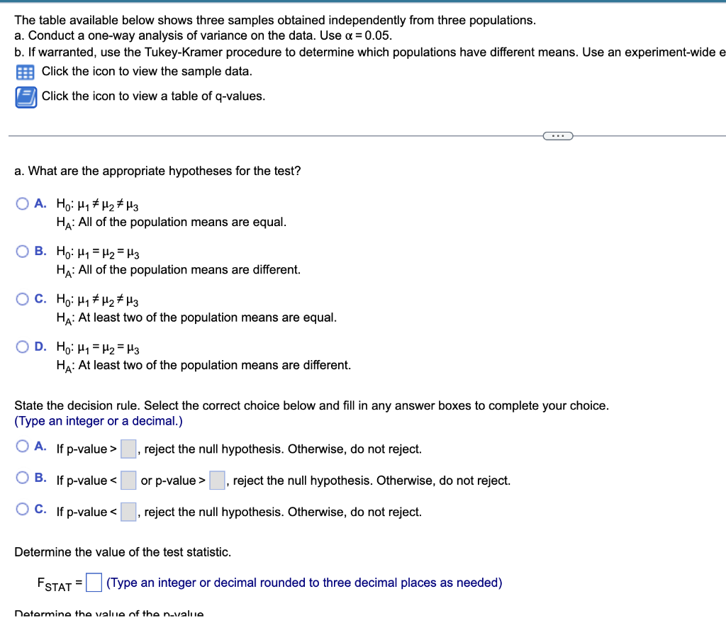 Solved Sample DataDistribution of the Studentized Range | Chegg.com
