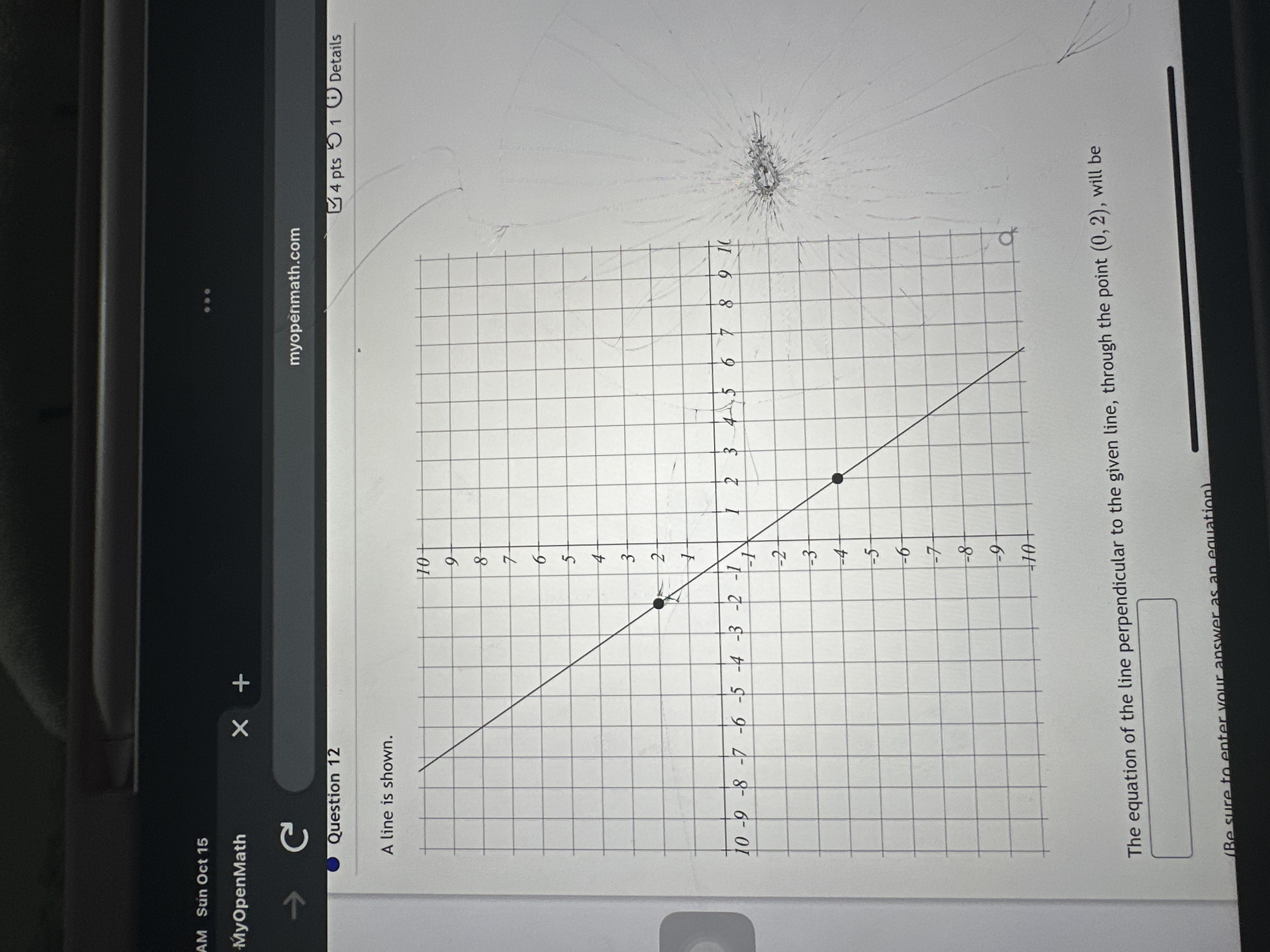 Solved Δ line is shown The equation of the line | Chegg.com