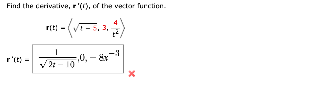 Solved Find the derivative, r′(t), of the vector function. | Chegg.com
