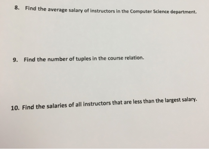 Solved instructor teaches dept name salary ID course idsec | Chegg.com