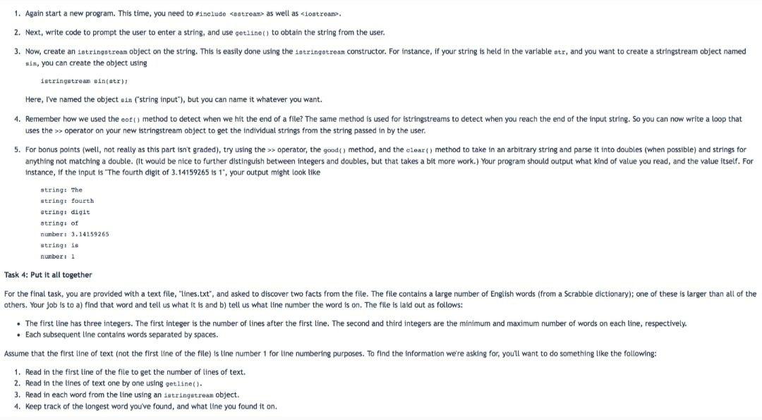 Solved I am trying to read in a text file called "lines.txt" | Chegg.com