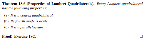 Solved Theorem 18.6 (Properties of Lambert Quadrilaterals). | Chegg.com