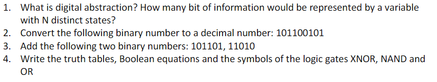 Solved 1. What is digital abstraction? How many bit of | Chegg.com