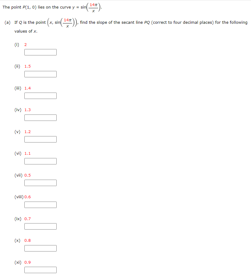 Solved The point P(1, 0) lies on the curve y = | Chegg.com