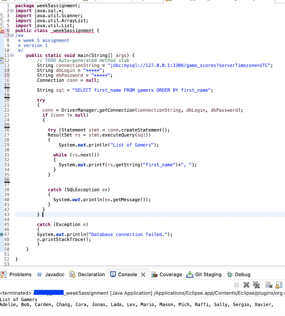 Your task is to display a list of all gamers' first | Chegg.com