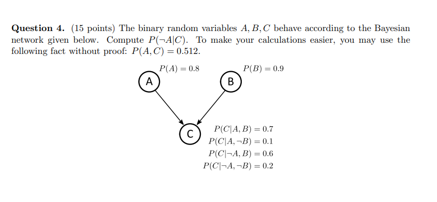 Solved Question 4. (15 points) The binary random variables | Chegg.com
