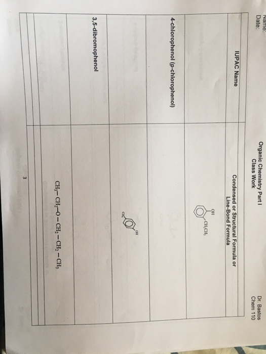 Solved Name Date IUPAC Name 4-chlorophenol (p-chlorophenol) | Chegg.com