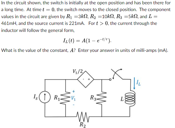 Solved In the circuit shown, the switch is initially at the | Chegg.com