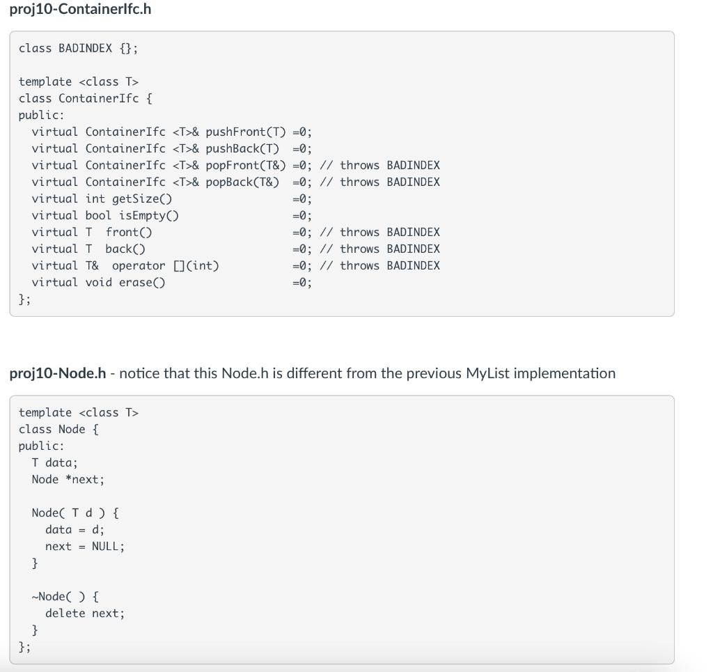 Solved proj10-MyVector.h #include "proj10-ContainerIfc.h" | Chegg.com