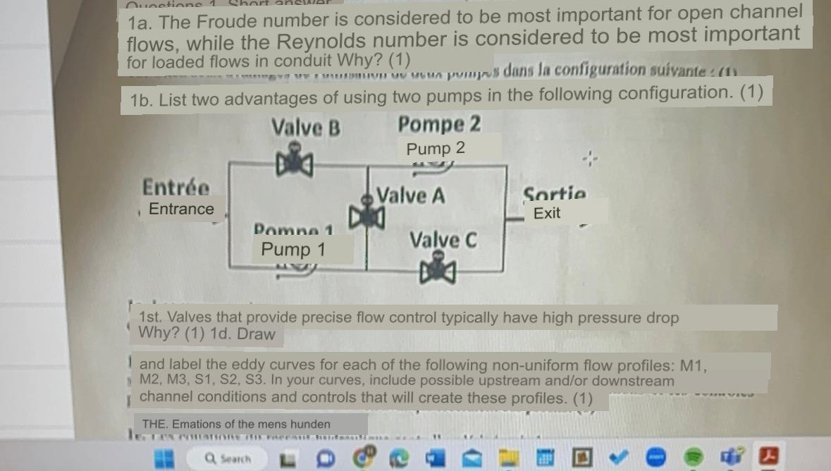 Solved 1a. The Froude number is considered to be most | Chegg.com