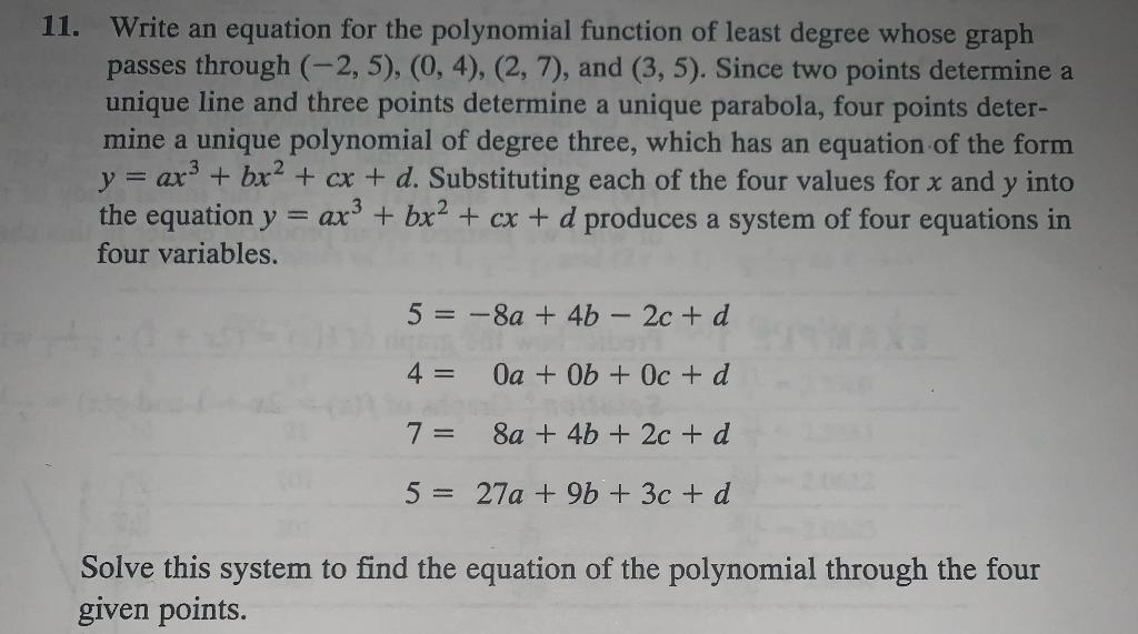 Solved 11. Write an equation for the polynomial function of | Chegg.com