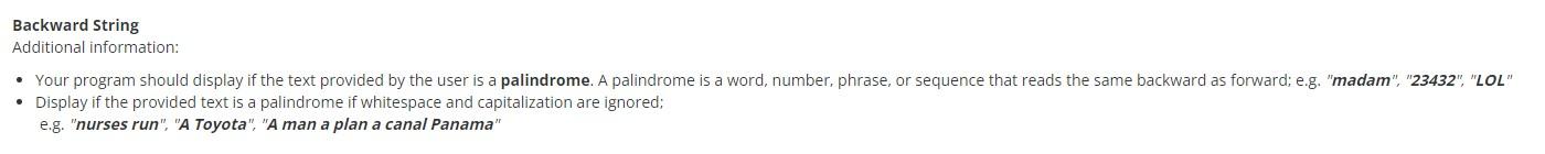 Solved Backward String Additional information: • Your | Chegg.com