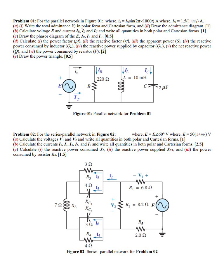 Solved Problem 01: For the parallel network in Figure 01: | Chegg.com