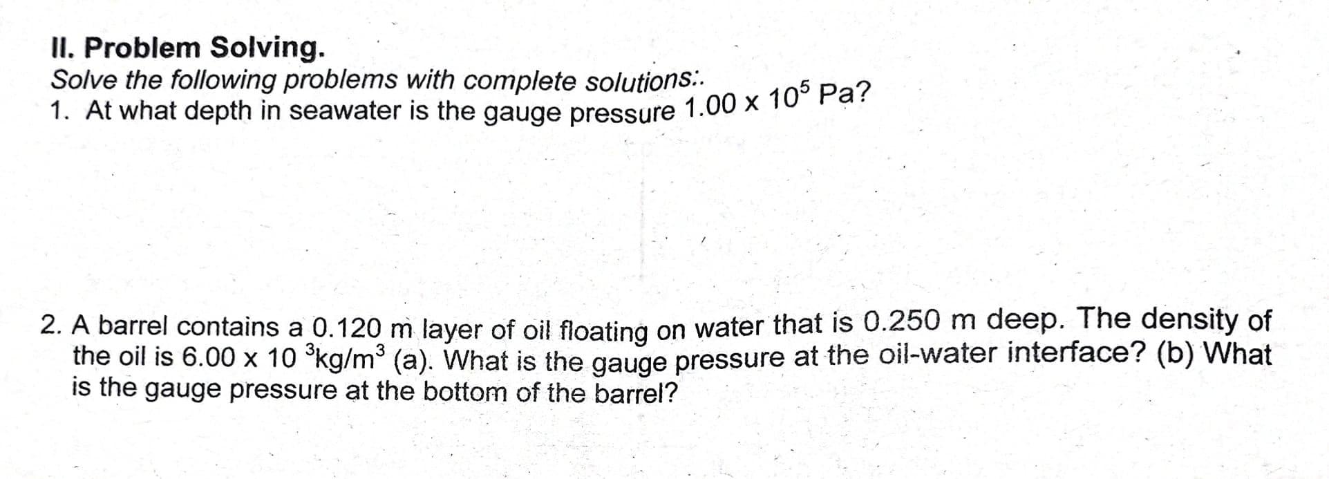 Solved II. Problem Solving. Solve the following problems | Chegg.com