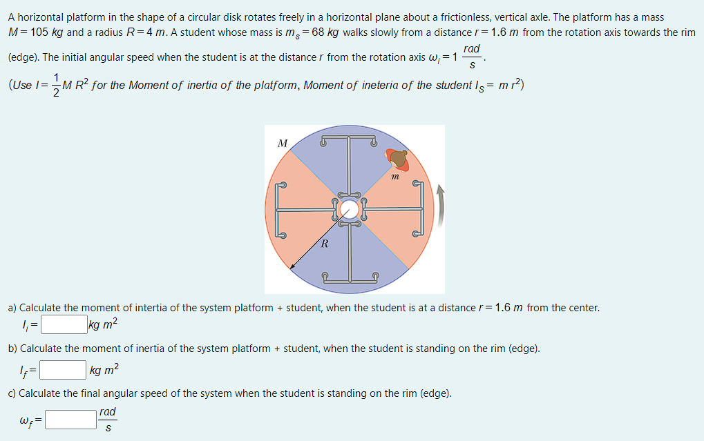 Solved A horizontal platform in the shape of a circular disk | Chegg.com
