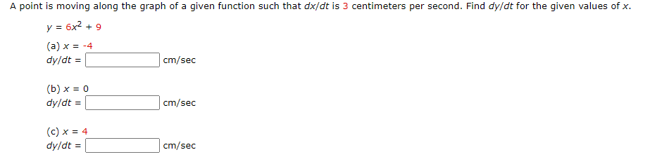 Solved A point is moving along the graph of a given function | Chegg.com