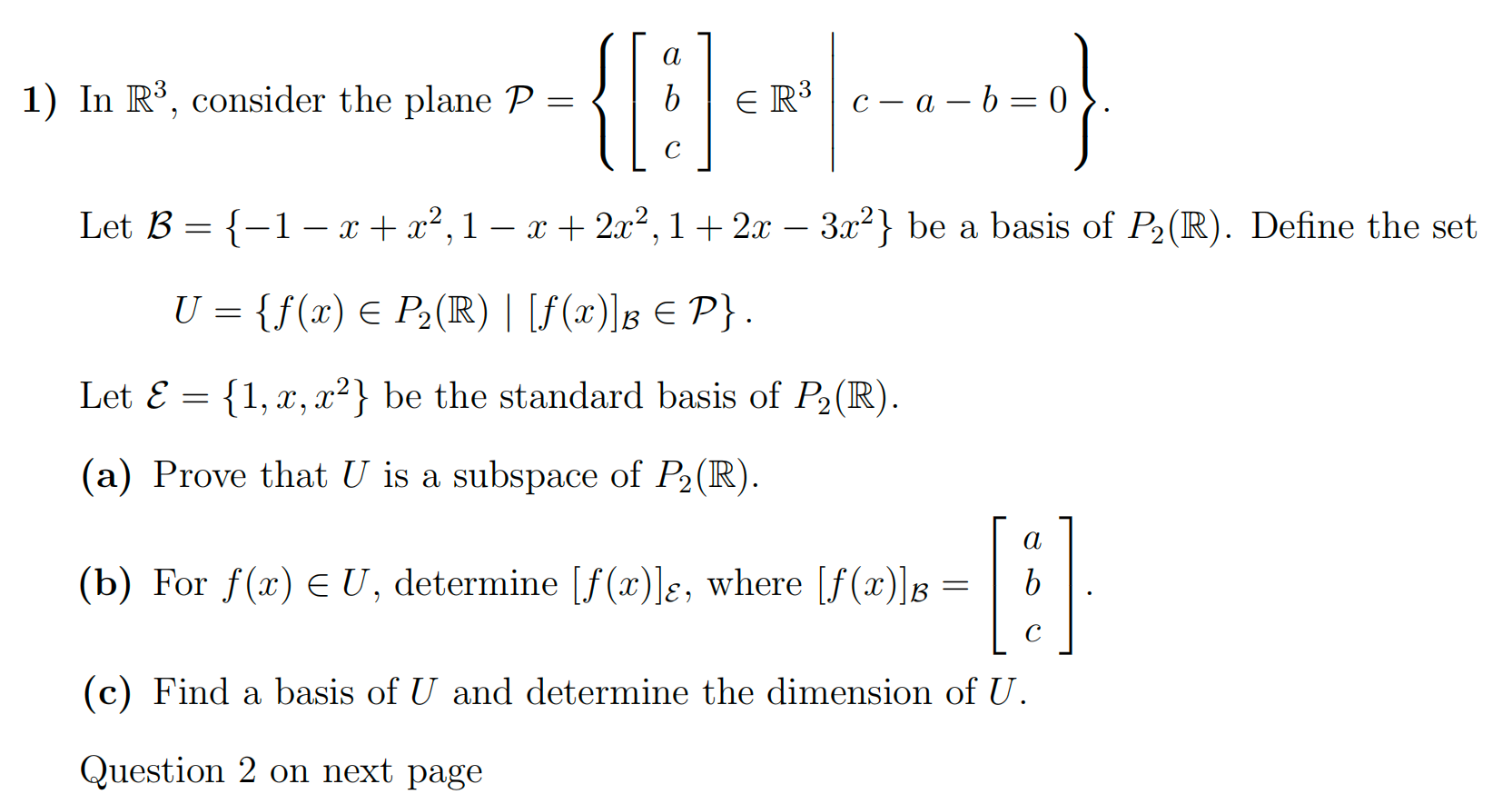 Solved 1) In R3, consider the plane | Chegg.com