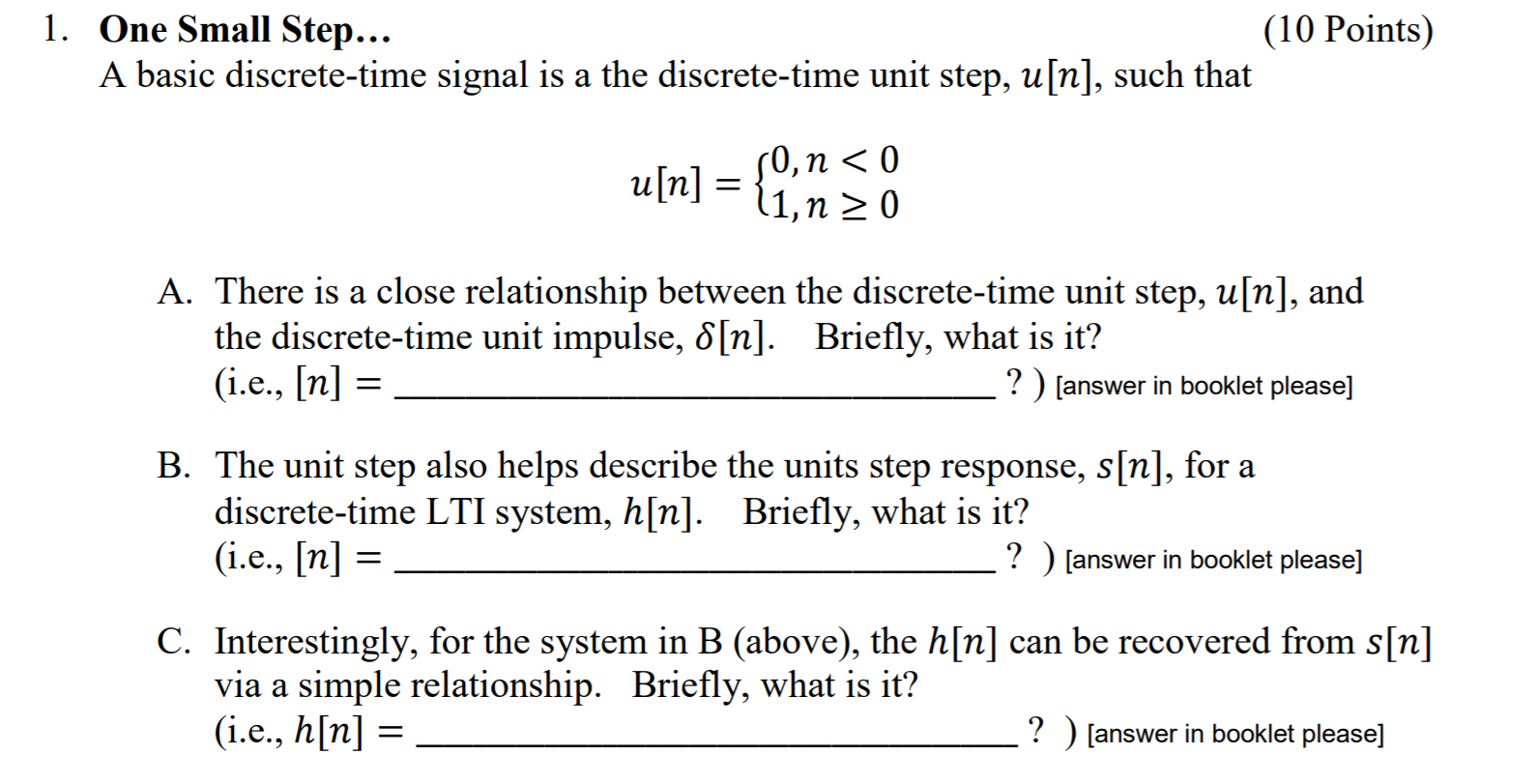 Solved One Small Step… (10 Points) A basic discrete-time | Chegg.com