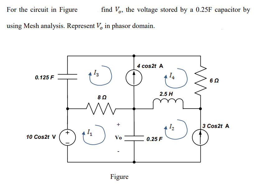 Solved For the circuit in Figure find Vo, the voltage stored | Chegg.com