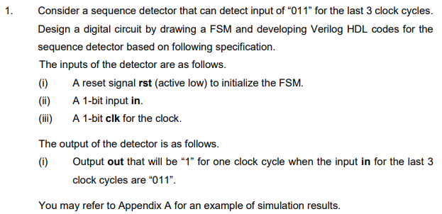Solved Consider a sequence detector that can detect input of | Chegg.com