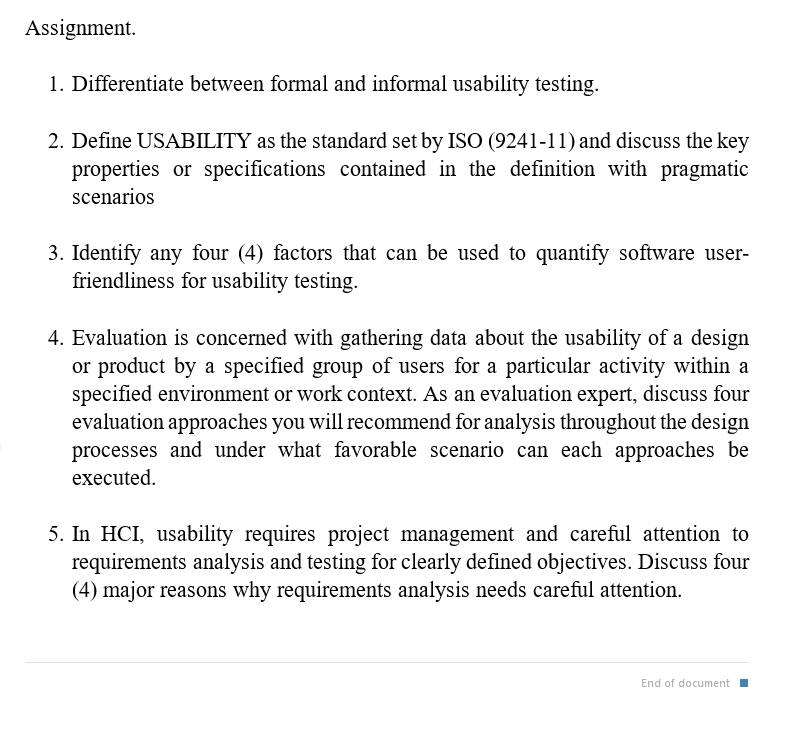 2. Define USABILITY as the standard set by ISO | Chegg.com