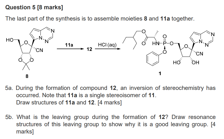 Solved Question 5 [8 marks] The last part of the synthesis | Chegg.com