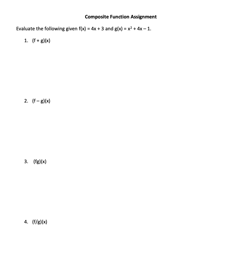 Solved Composite Function Assignment Evaluate the following | Chegg.com