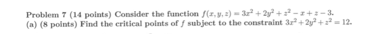 Solved Problem 7 (14 points) Consider the function | Chegg.com
