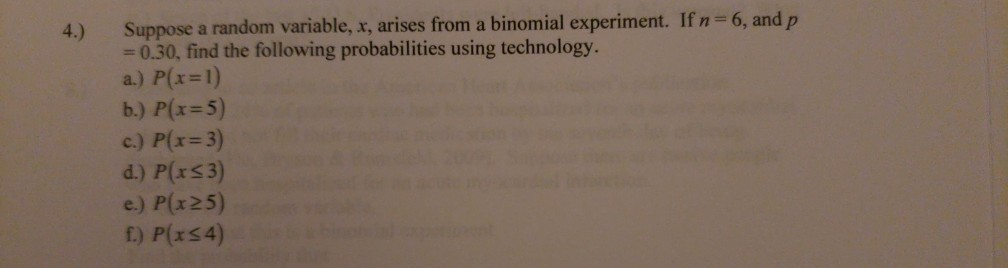 Solved 4.) Suppose a random variable, x, arises from a | Chegg.com