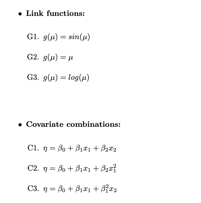 ] Below are three likelihoods, three link functions | Chegg.com