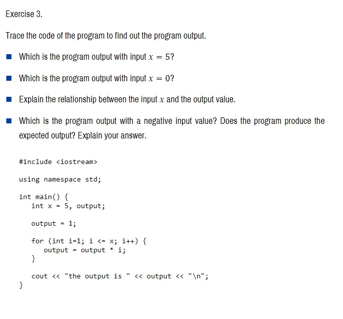 Solved Trace the code of the program to find out the program | Chegg.com