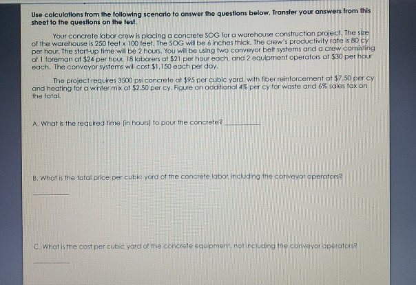 Solved Use calculations from the following scenario to | Chegg.com