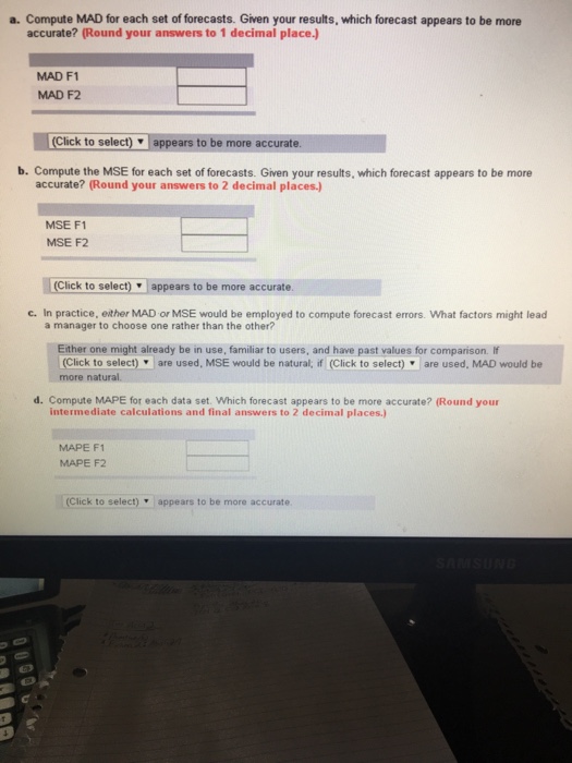 Solved Problem 3-21 Two different forecasting techniques (F1 | Chegg.com
