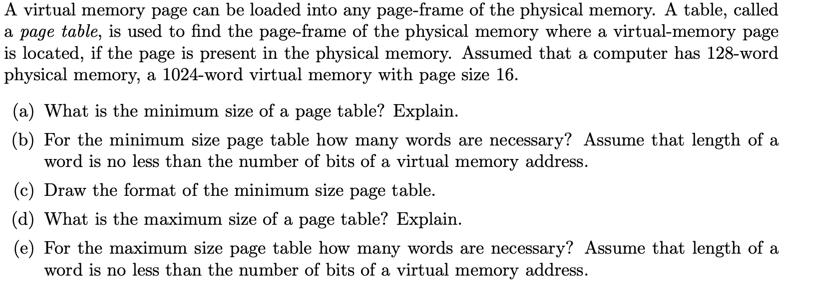 Solved A virtual memory page can be loaded into any | Chegg.com
