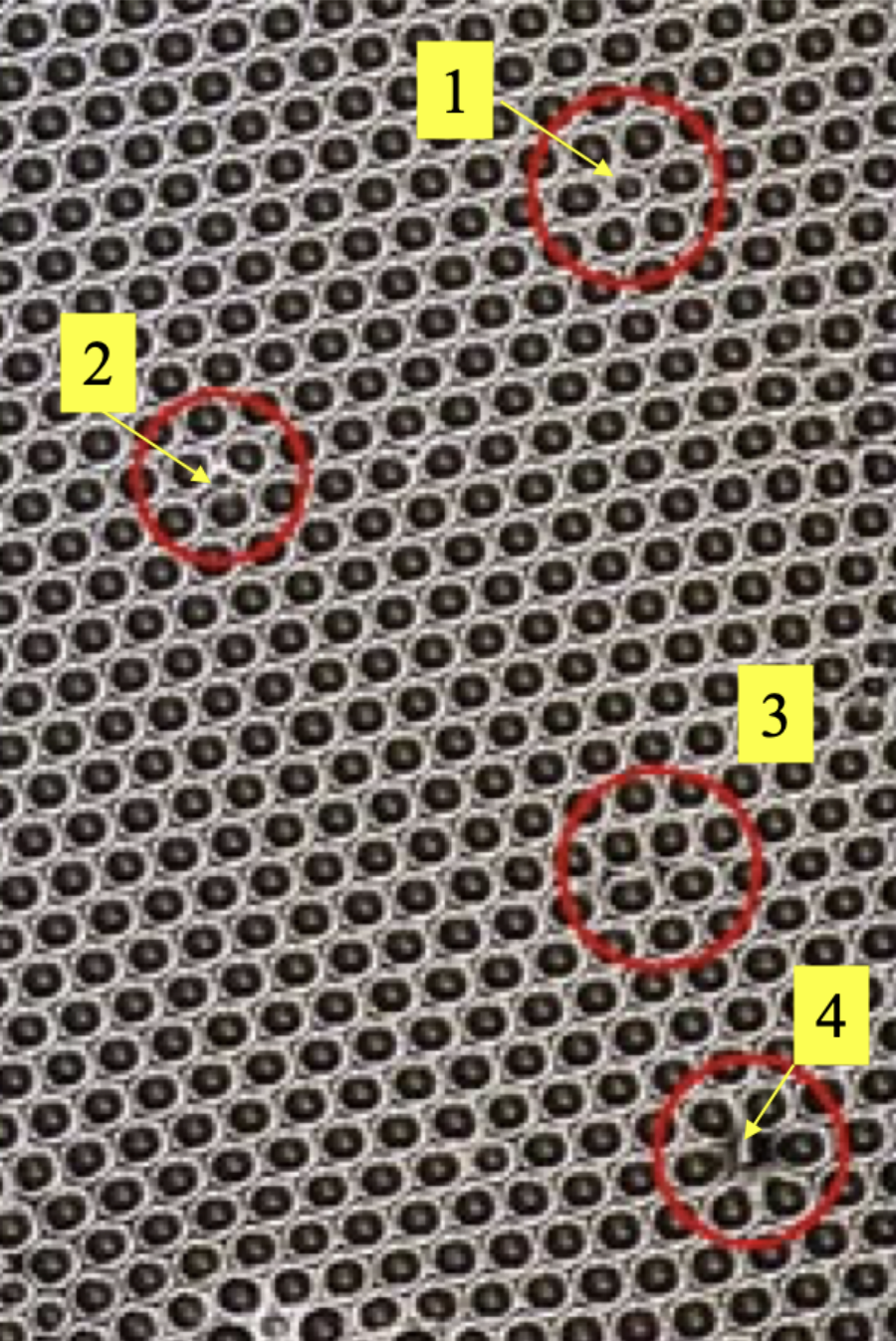 Solved Identify the point defects in the picture below. | Chegg.com