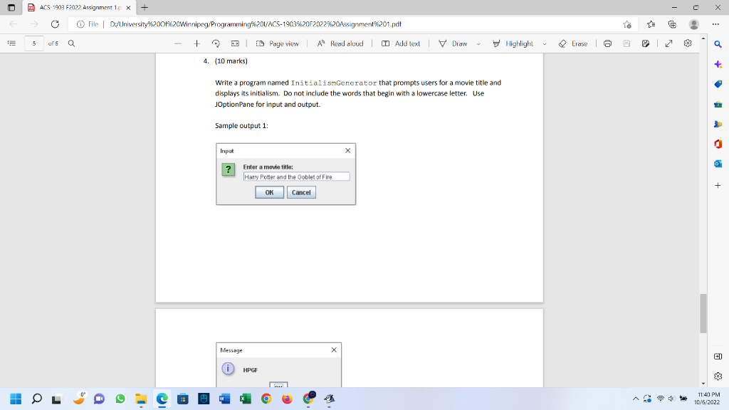 Solved Use with the JOptionPane. Write a program named | Chegg.com