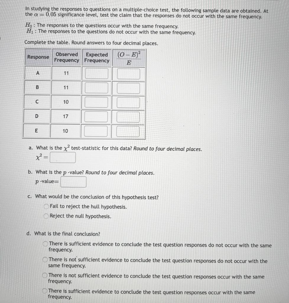 Solved In studying the responses to questions on a | Chegg.com
