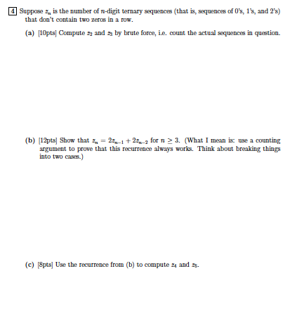 Solved Suppose is the number of no-digit ternary sequences | Chegg.com
