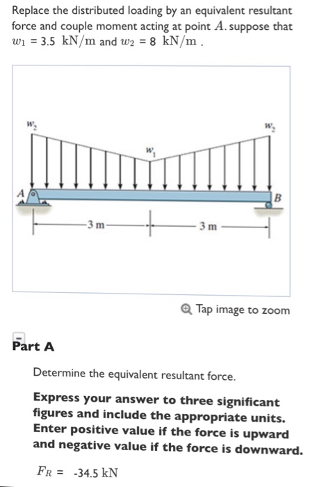 Solved Replace the distributed loading by an equivalent | Chegg.com